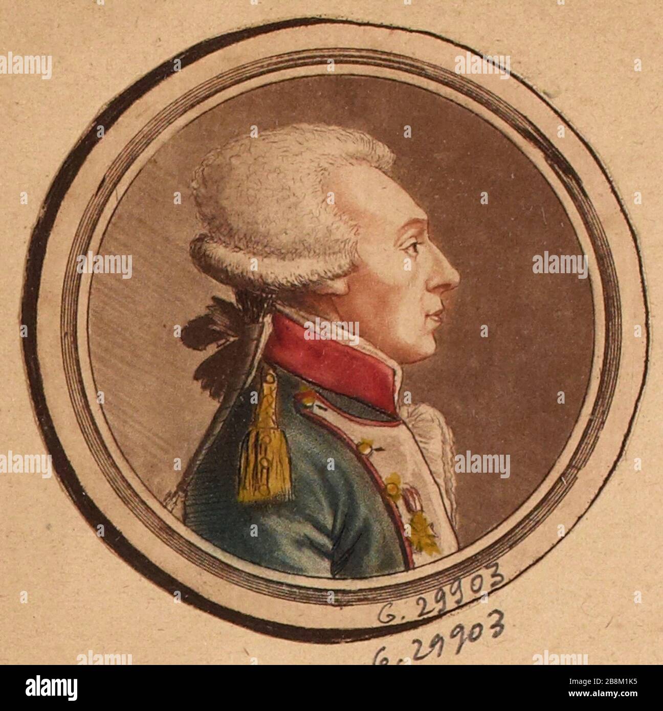 Portrait of Lafayette inset, profile right (TF Stock Photo - Alamy