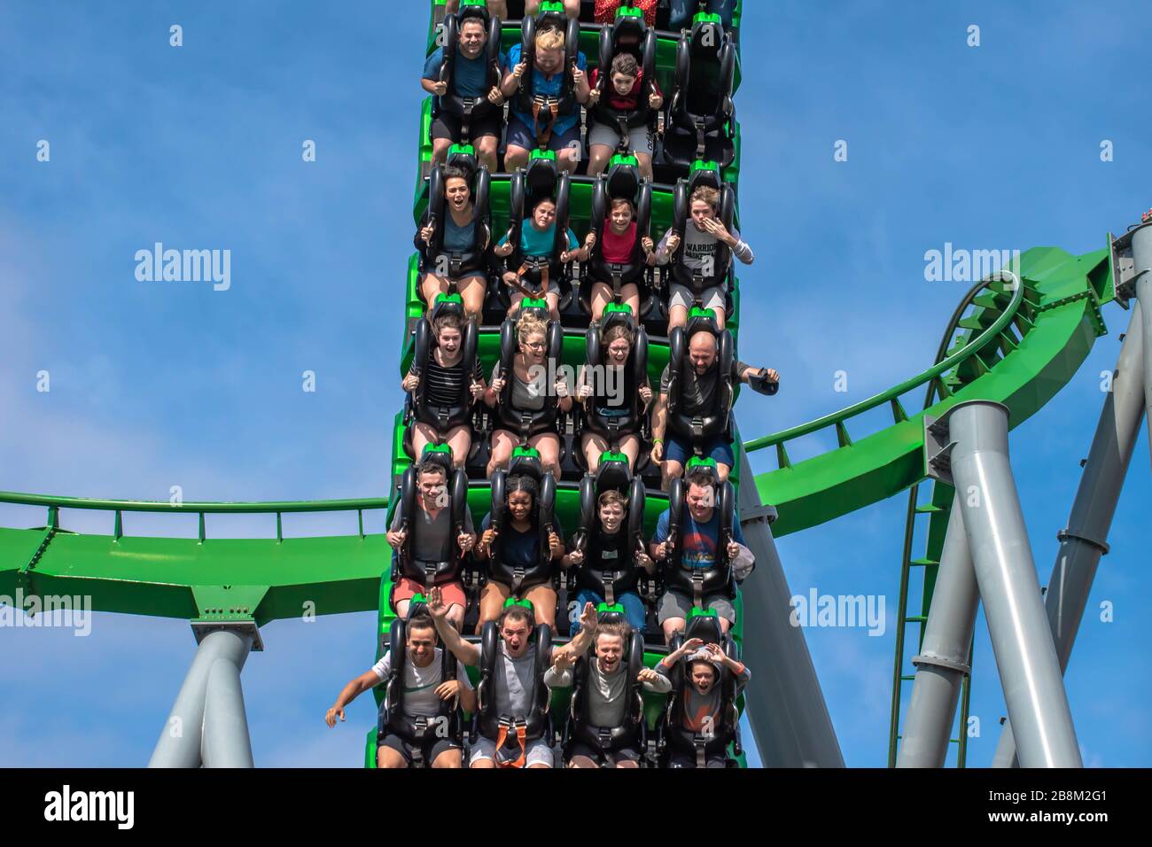 Orlando, Florida. March 02, 2019. People having fun The Incredible Hulk ...