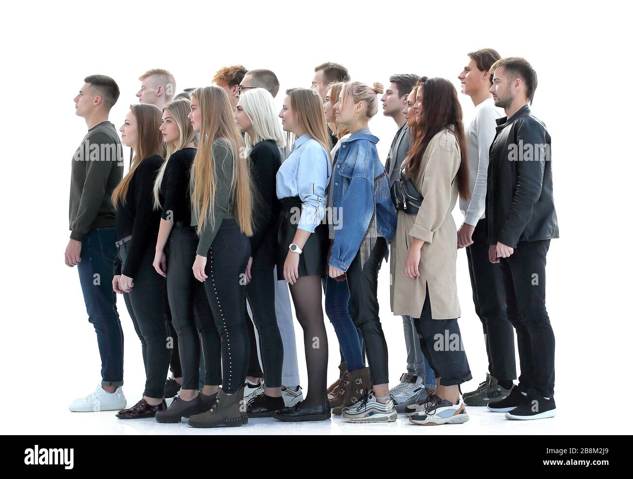 side view. an organized group of young people Stock Photo - Alamy