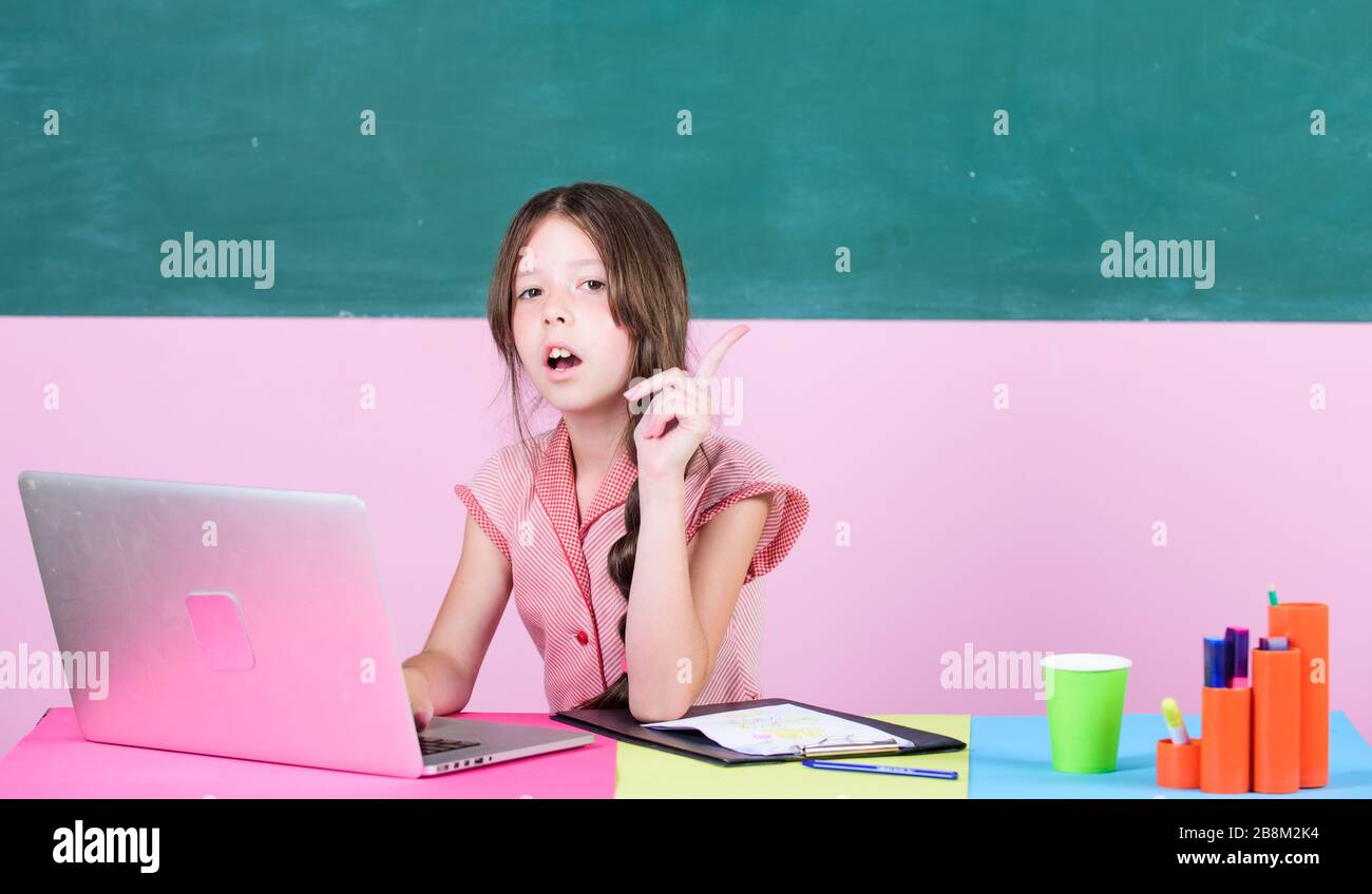 Smart school girl. smart school girl in classroom. back to school ...