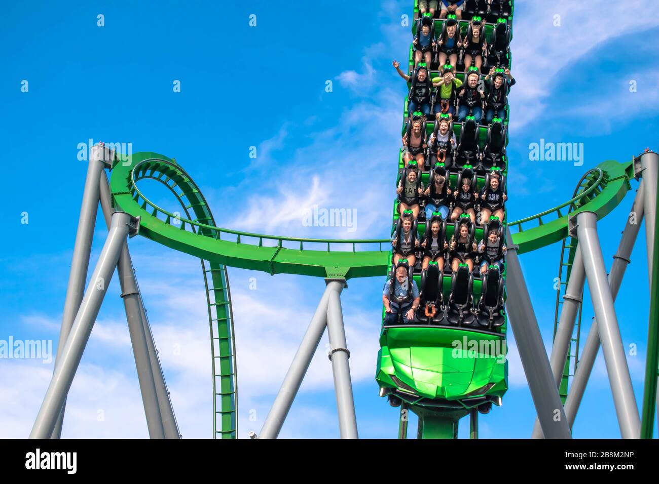Orlando, Florida. March 02, 2019. People having fun The Incredible Hulk ...