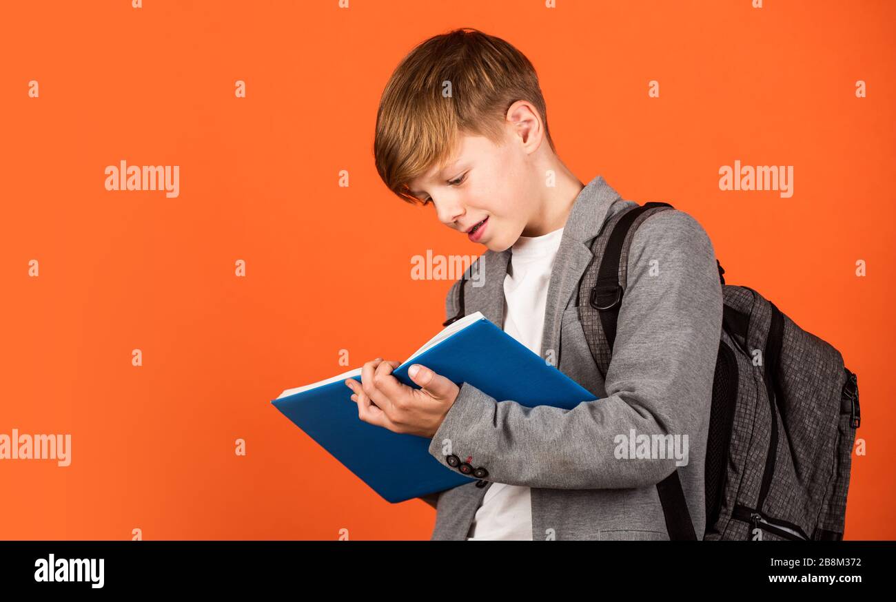 Basic education. Skills and knowledge. Student with book. Learning ...