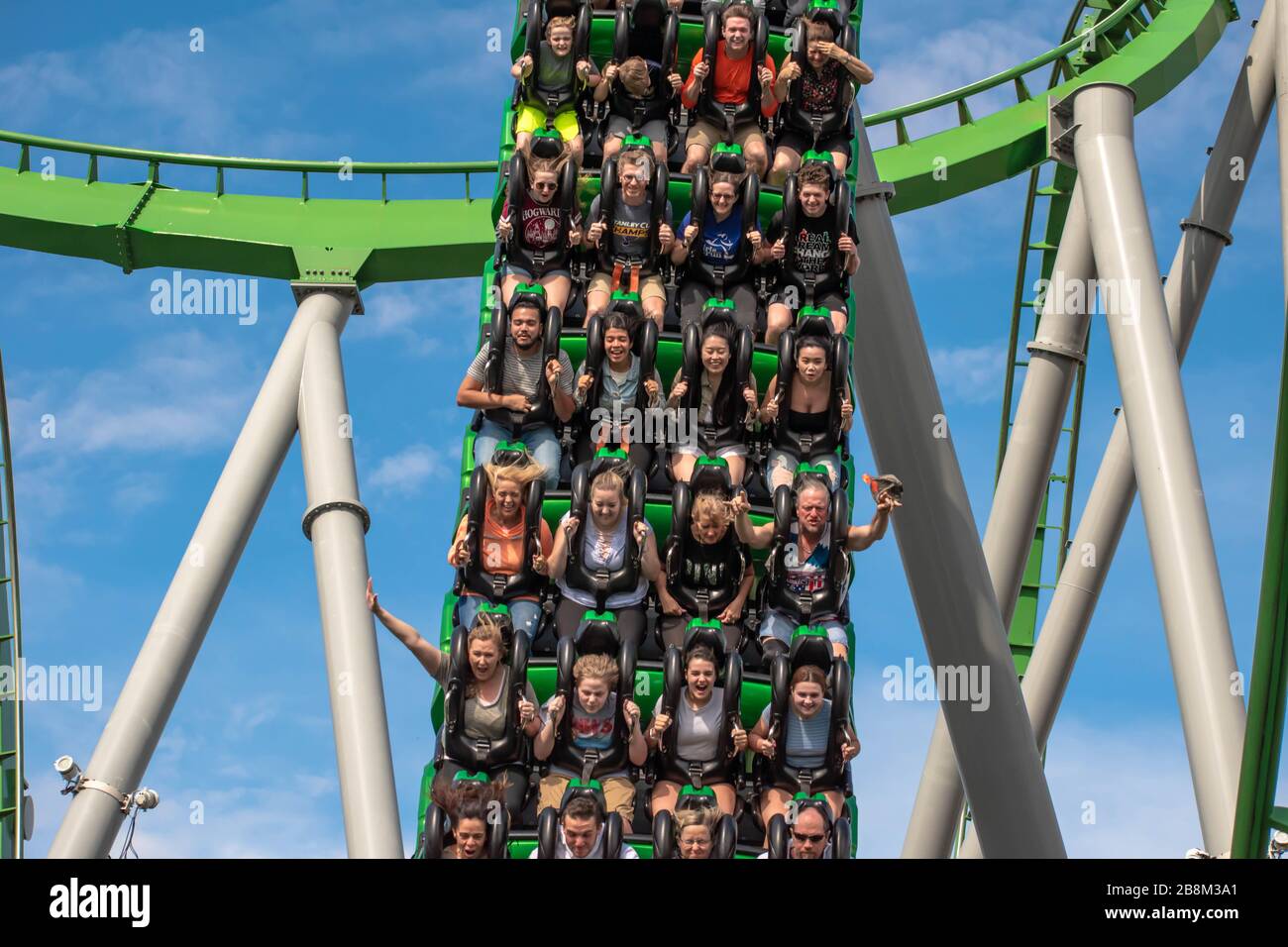 Orlando, Florida. March 02, 2019. People having fun The Incredible Hulk ...
