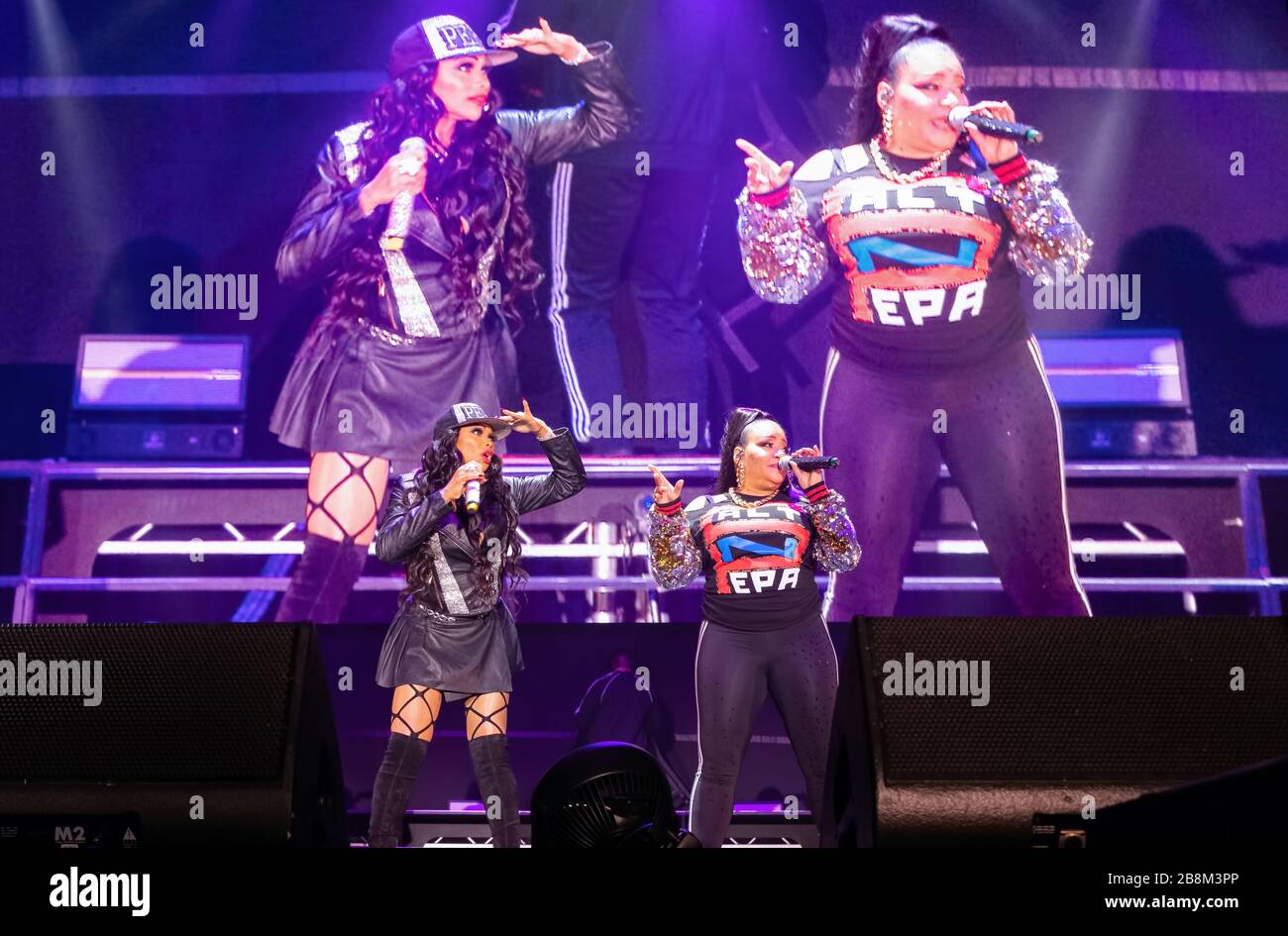March 10, 2020: Rappers Salt-N-Pepa performing at Liverpool M&S Arena ...
