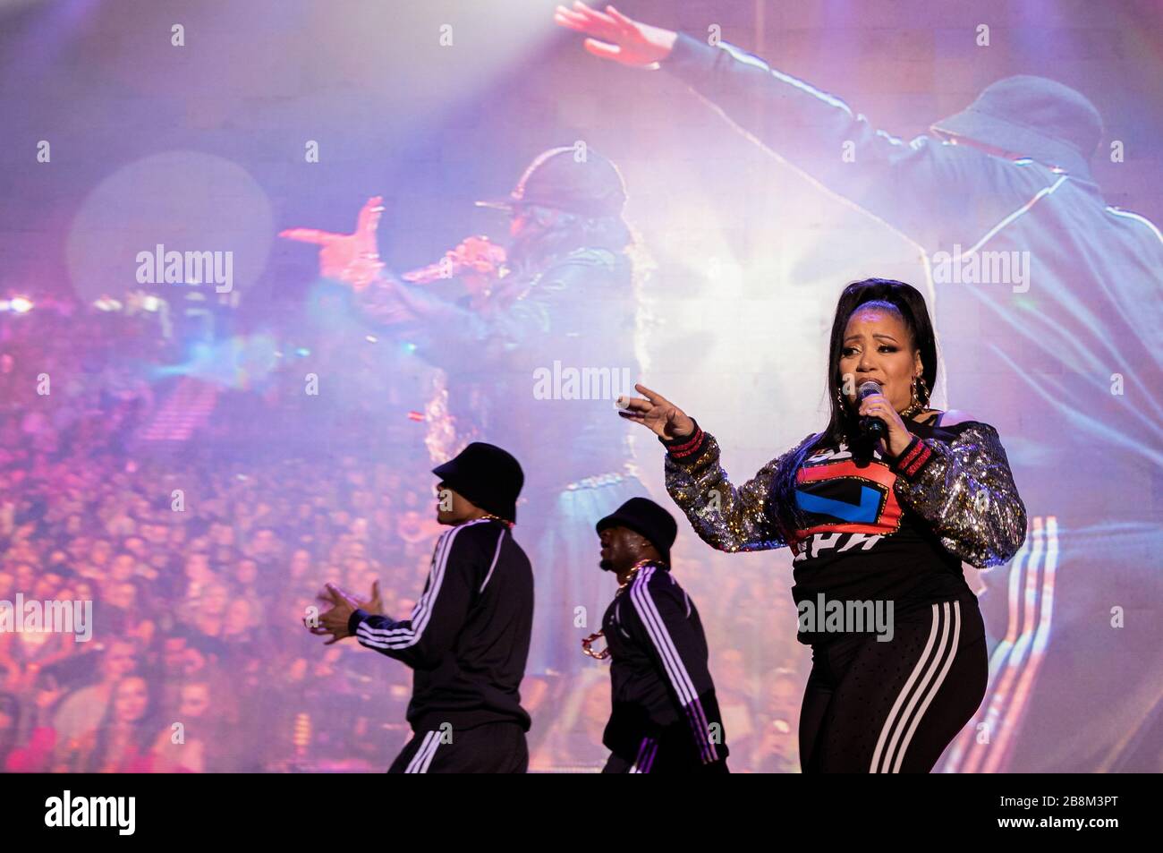 March 10, 2020: Rappers Salt-N-Pepa performing at Liverpool M&S Arena ...