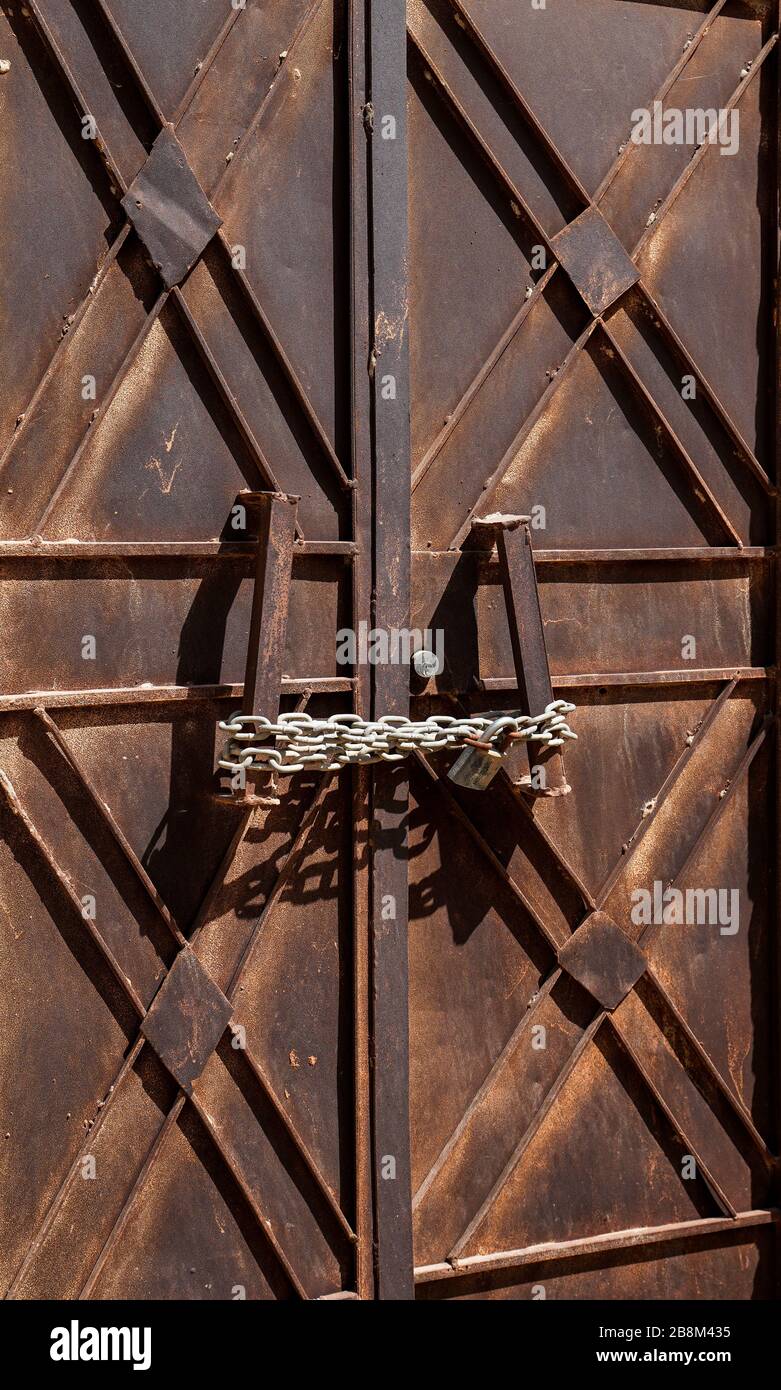 Closed Old Rusty Steel Door Stock Photo - Alamy