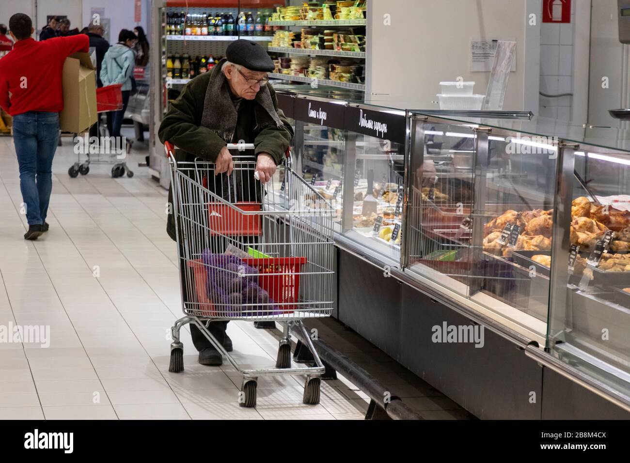 Moscow, Russia. 22nd of March, 2020 A customer makes purchases at a ...