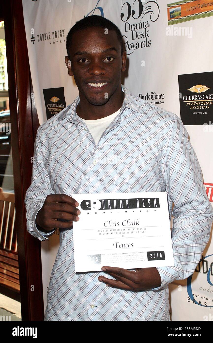 New York, NY, USA. 6 May, 2010. Chris Chalk at the 2010 Drama Desk ...