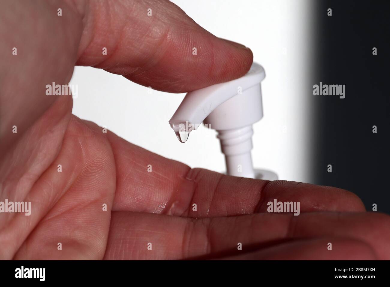 Hand alcohol gel rub cleaning hands for hygiene prevention of corona ...