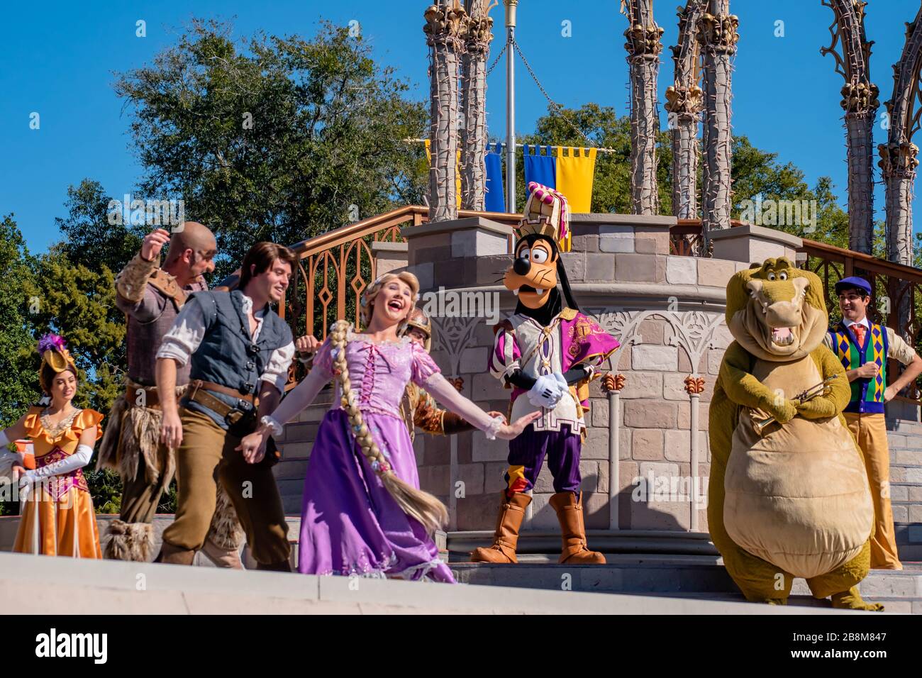 Orlando, Florida. January 20, 2020. Goofy and Rapunzel Mickeys Royal ...