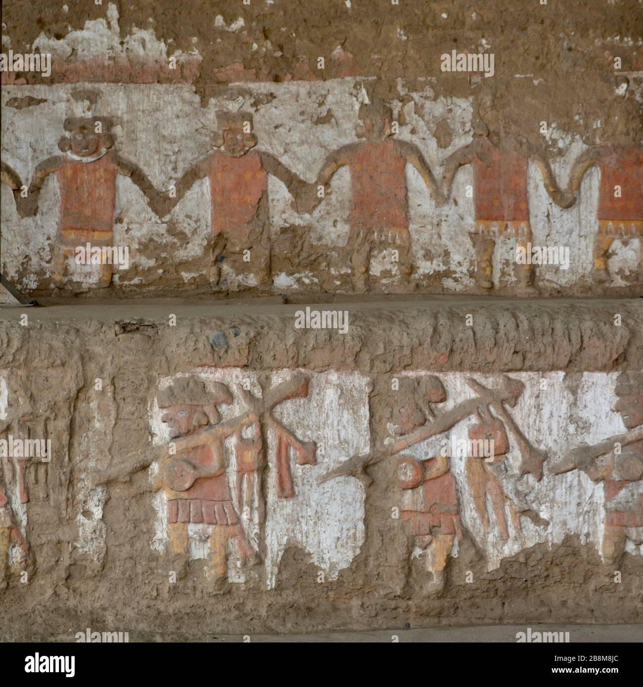 Decorative reliefs in the Huaca de la Luna, Moche civilization ...