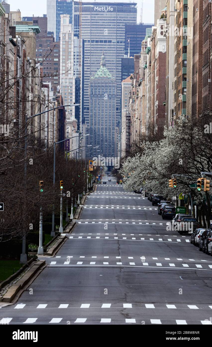 New York Manhattan, USA. 22nd Mar, 2020. Empty streets of NYC Park Av ...