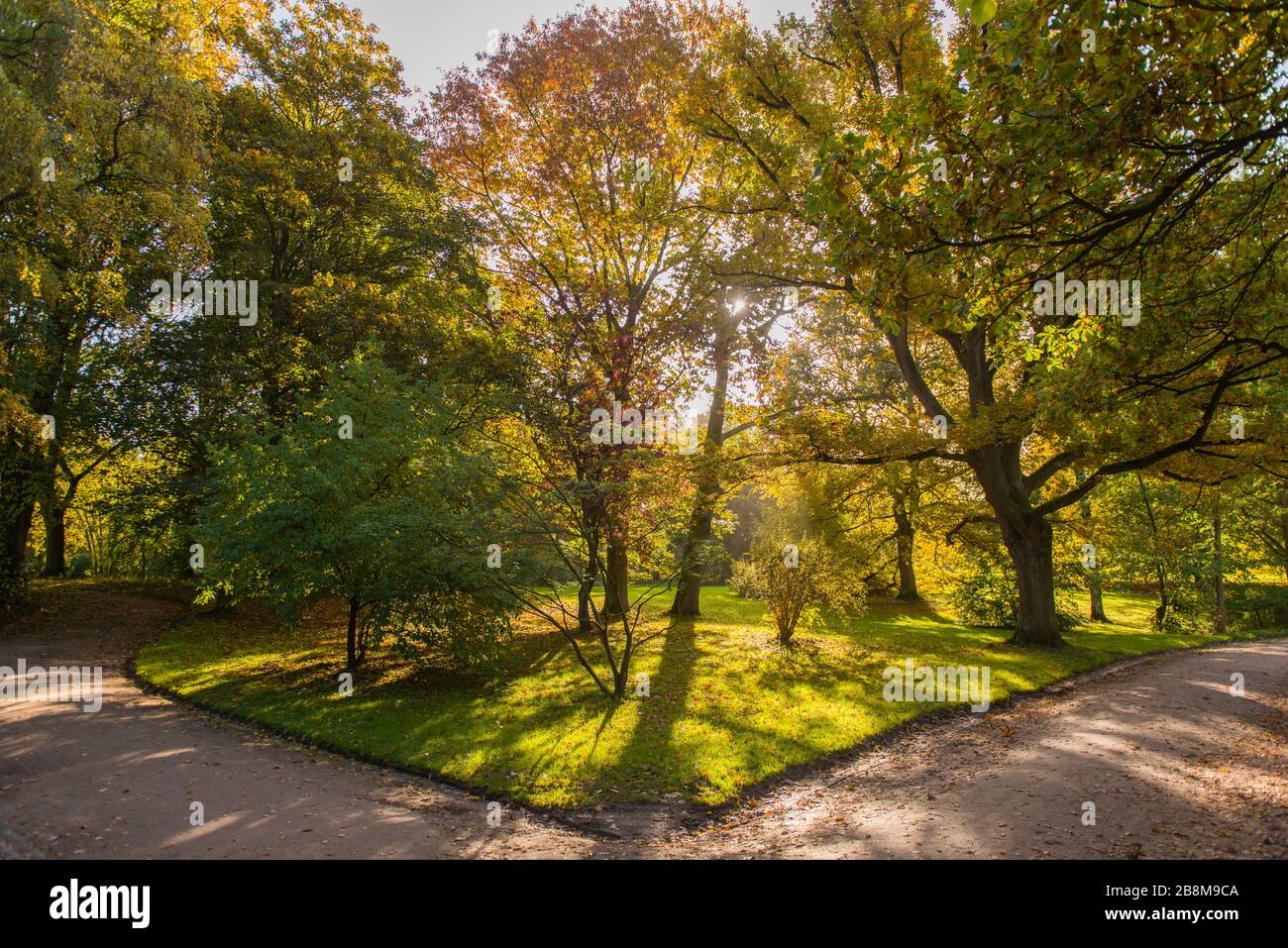 Fall foliage in Park Forstbaumschule, Kiel, capital city of Schleswig ...