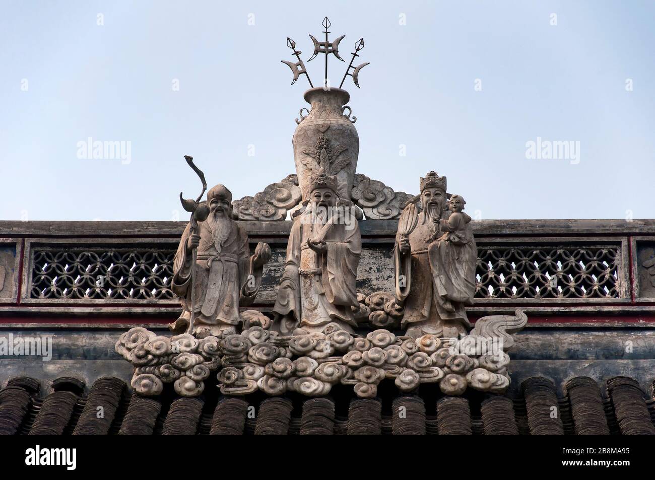 famous chinese philosophers on top of the shanghai city god temple in ...