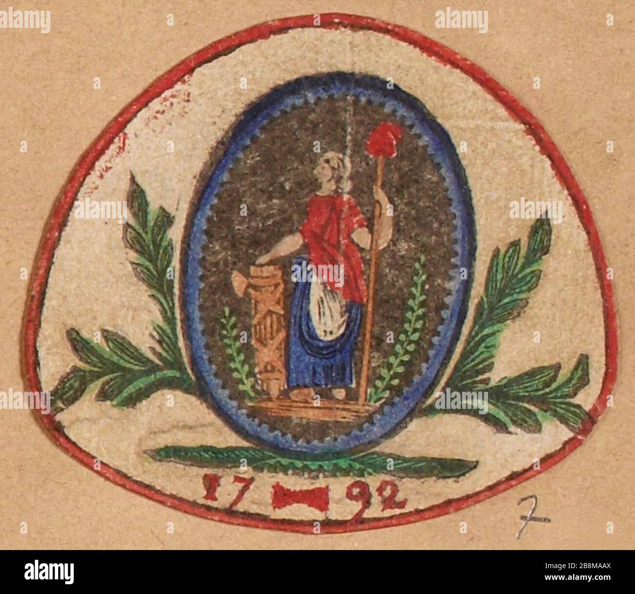 Allégorie holding a stick with at the top a Phrygian cap (TF Stock ...