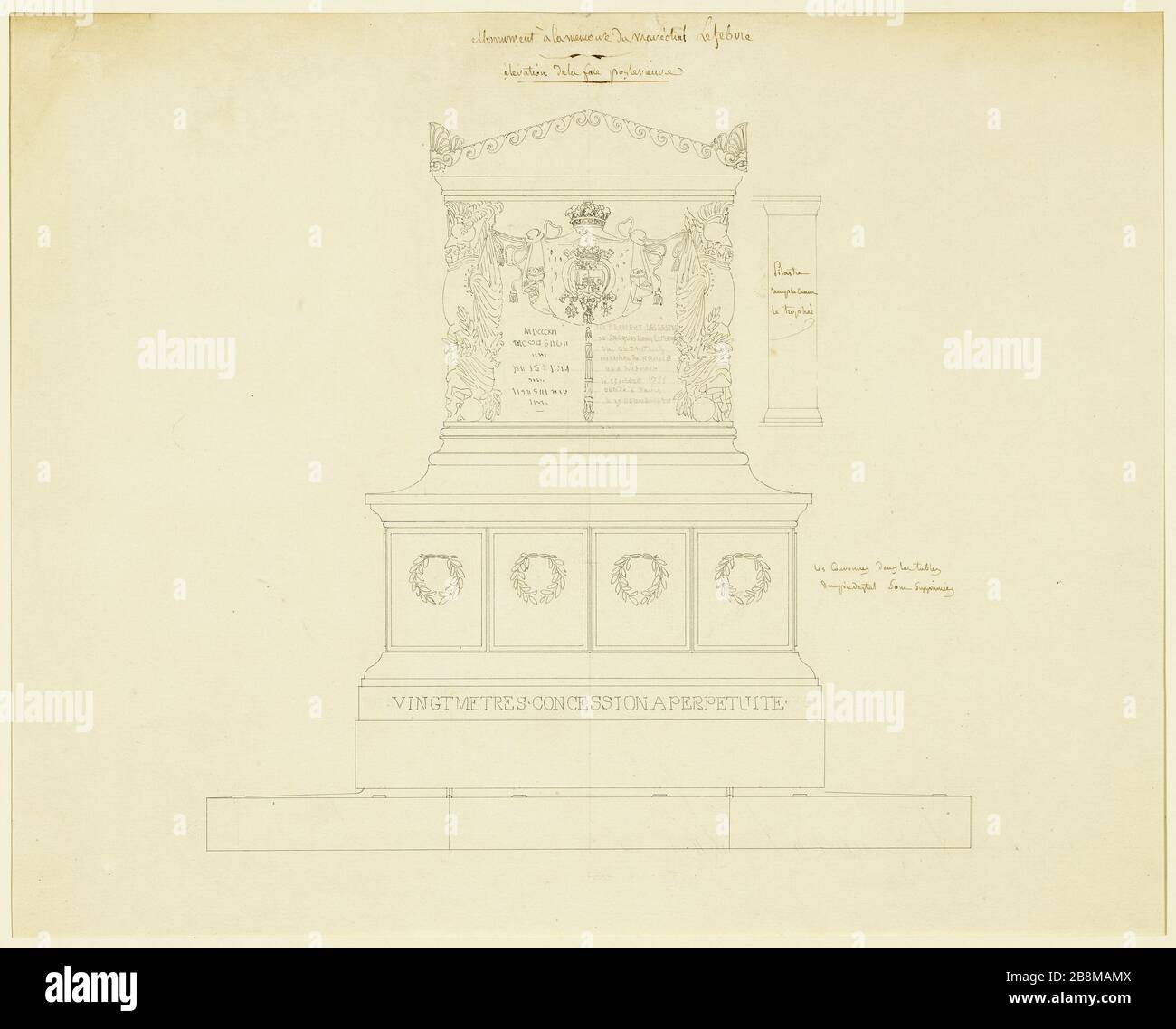 Monument to Marshal Lefebvre: elevation of the posterior surface ...