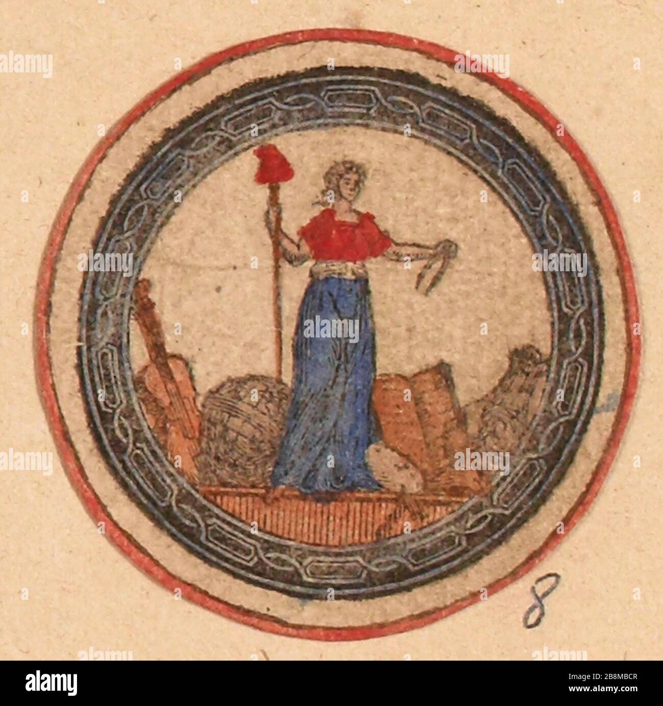 Allegory of the Republic holding a picnic with the Phrygian cap, at his ...