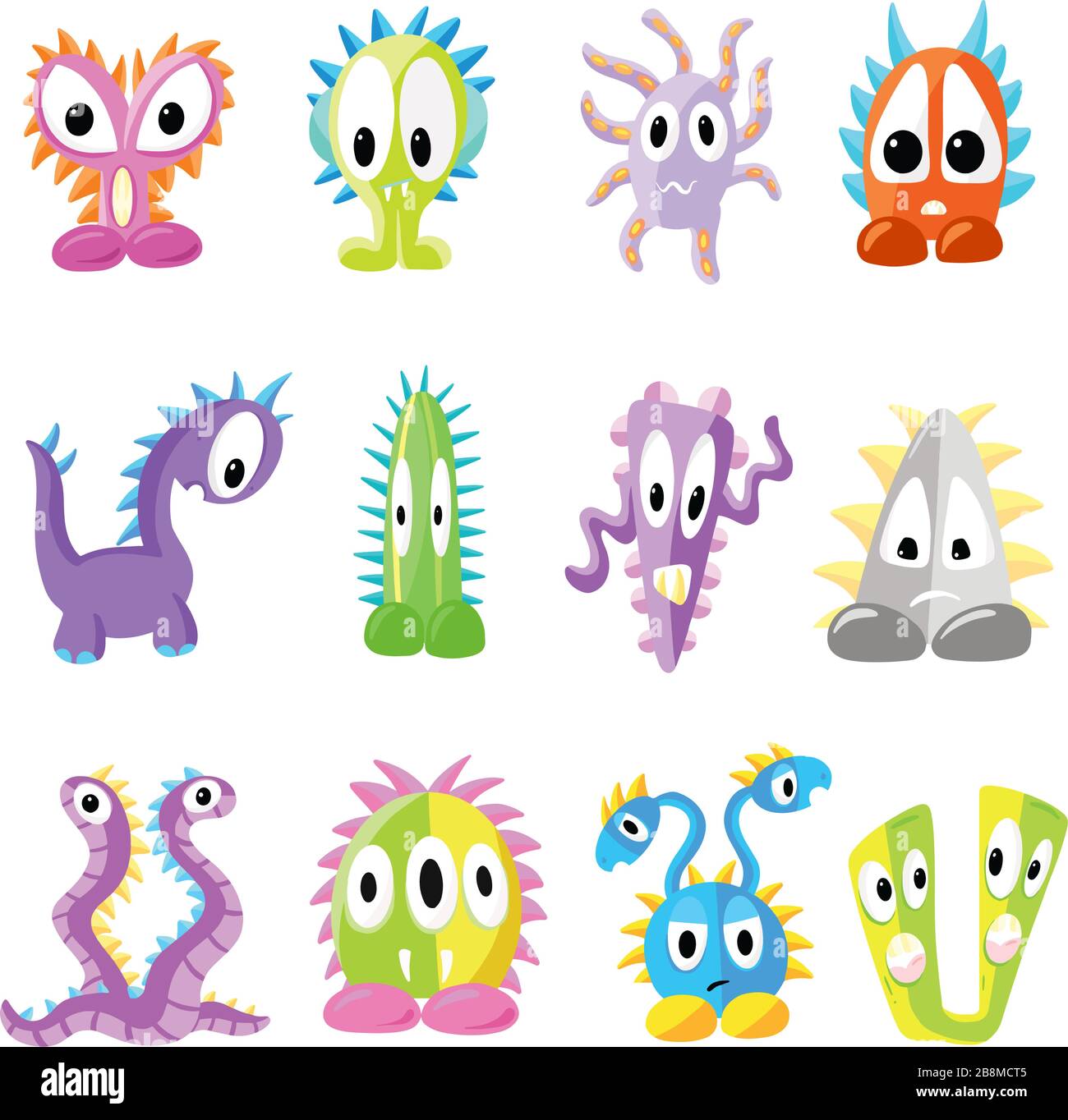 A Collection of Funny Cartoon Imaginary Monsters Illustration Vectors ...