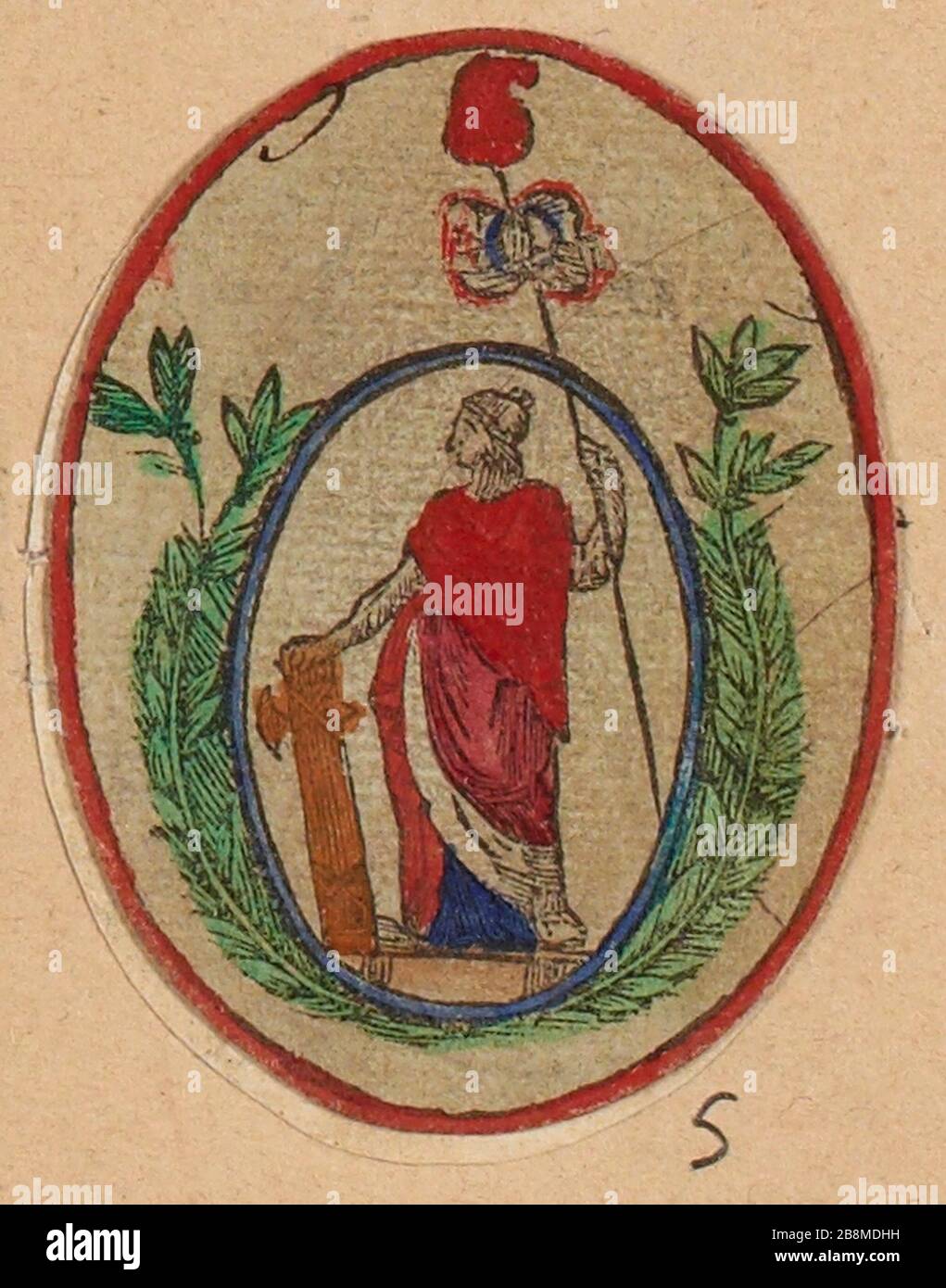 Allegory of the Republic holding a picnic with the Phrygian cap and a ...