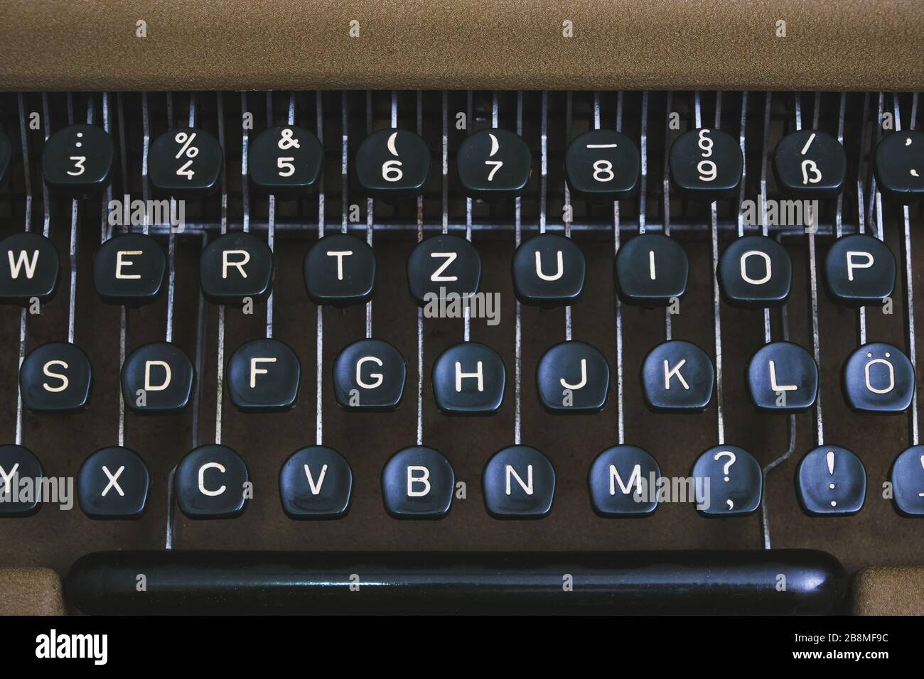 Keyboard of an old retro typewriter with the English alphabet Stock ...