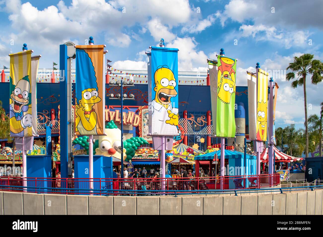 Orlando, Florida. March 02, 2020. Partial view of The simpsons Rideat ...