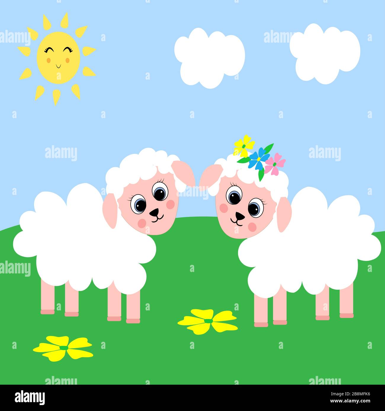 cute sheep cartoon illustration vector Stock Vector Image & Art - Alamy