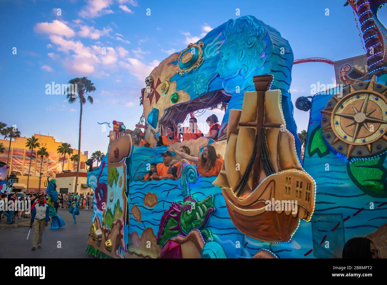 Orlando, Florida. March 02, 2020. Colorful float in Mardi Gras Parade ...