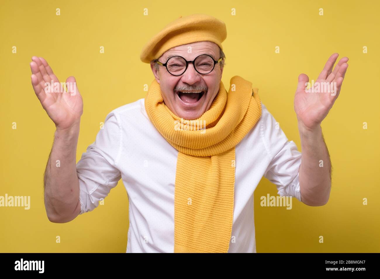 French beret smiling hi-res stock photography and images - Alamy