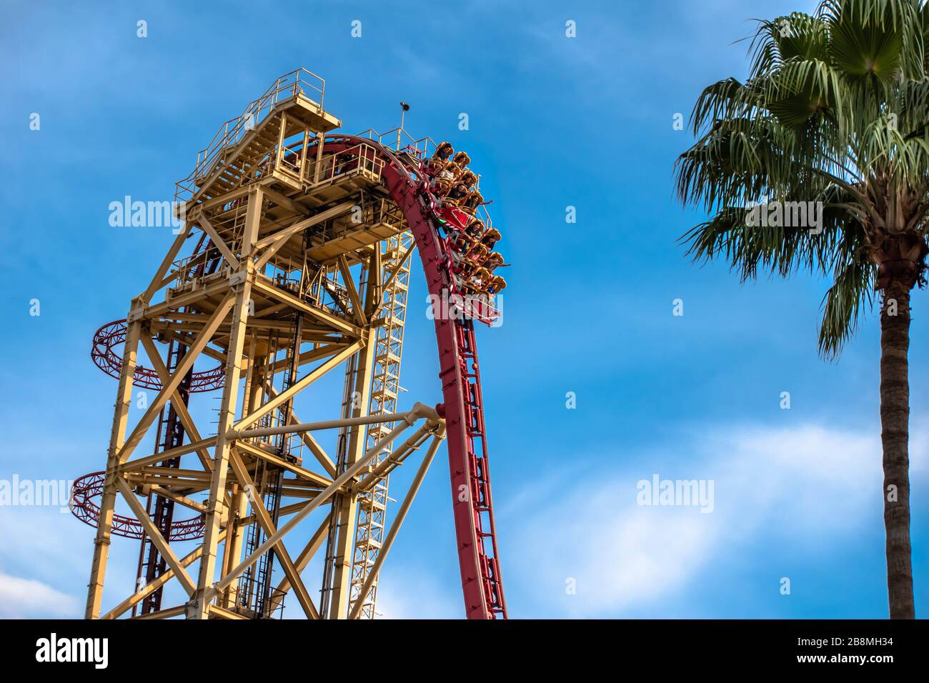 Orlando, Florida. March 02, 2020. People enjoying Hollywood Rip Ride ...