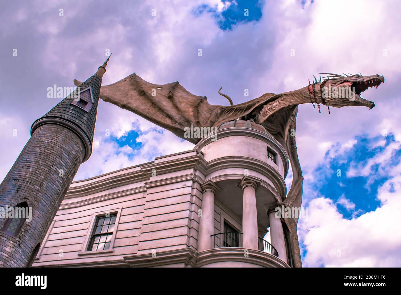 Orlando, Florida. March 02, 2020. The Gringotts Dragon in The Wizarding ...