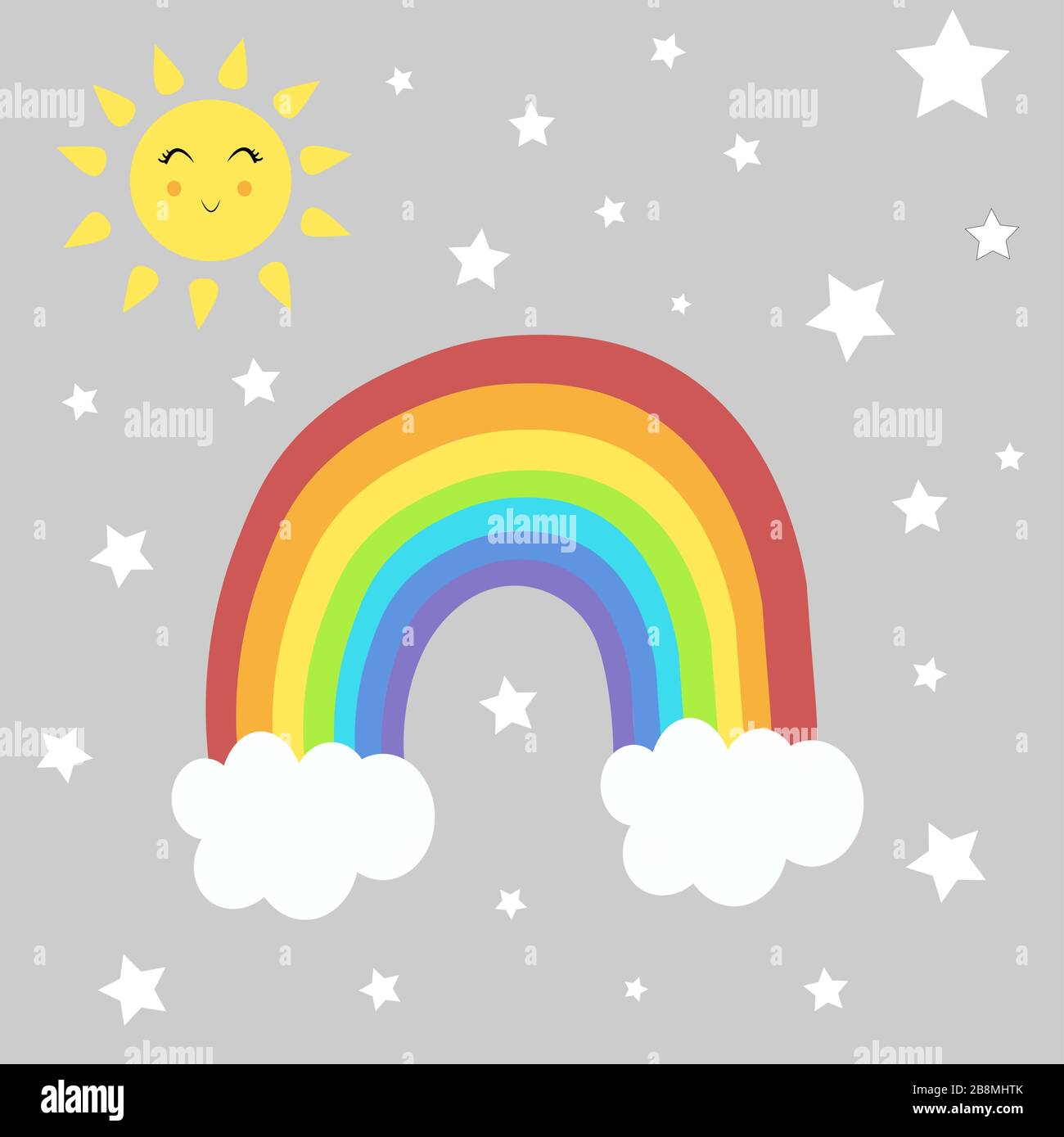 colorful rainbow cartoon illustration nursery decor Stock Vector Image ...