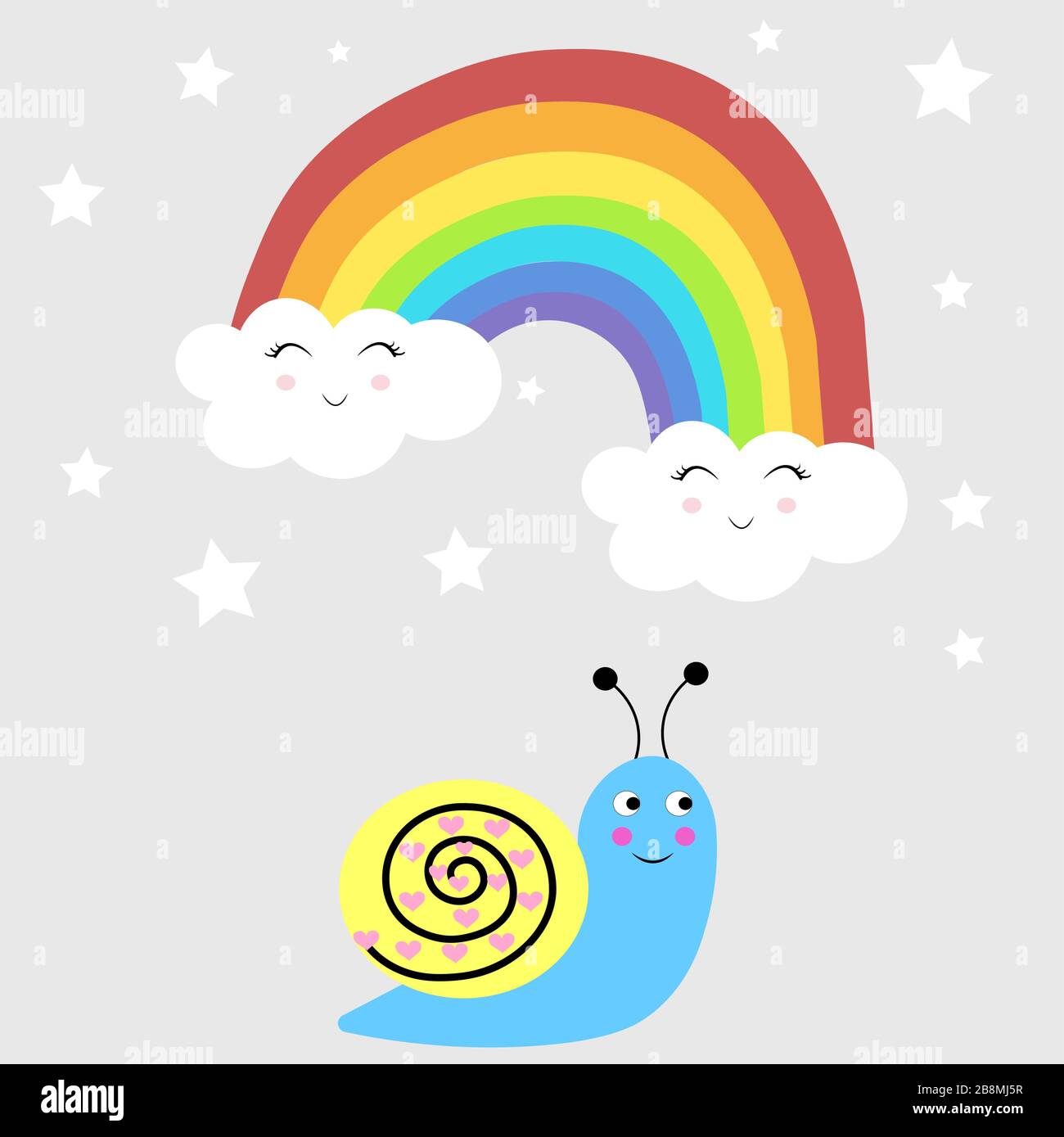 colorful rainbow cartoon illustration nursery decor Stock Vector Image ...