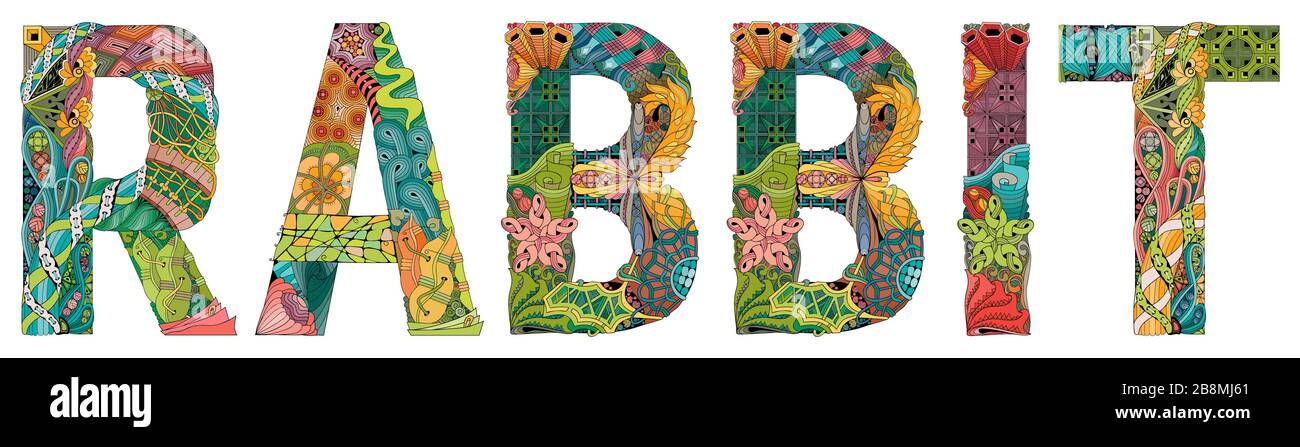 Word rabbit. Vector zentangle object for decoration Stock Vector Image ...