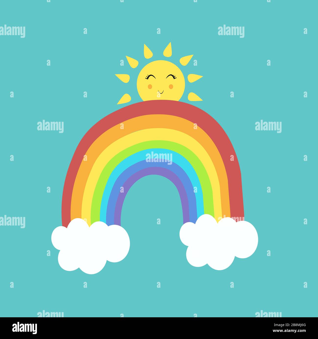 colorful rainbow cartoon illustration nursery decor Stock Vector Image ...