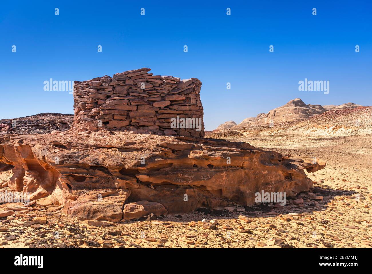 The Nawamis Burial Huts in the sandstone desert of Sinai, Egypt Stock ...