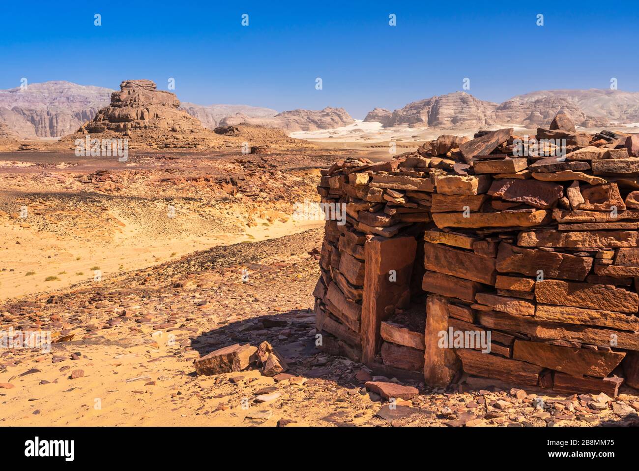 The Nawamis Burial Huts in the sandstone desert of Sinai, Egypt Stock ...