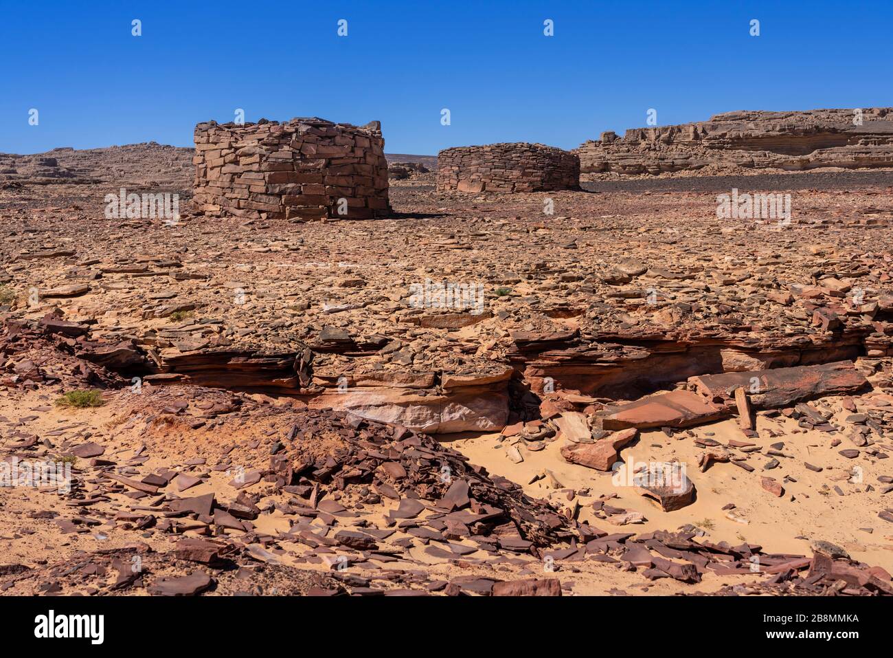 The Nawamis Burial Huts in the sandstone desert of Sinai, Egypt Stock ...