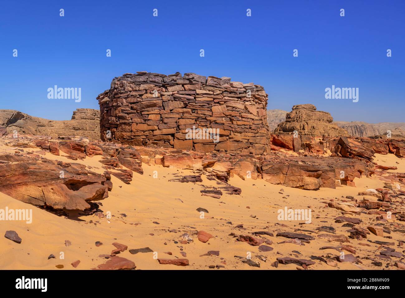 The Nawamis Burial Huts in the sandstone desert of Sinai, Egypt Stock ...