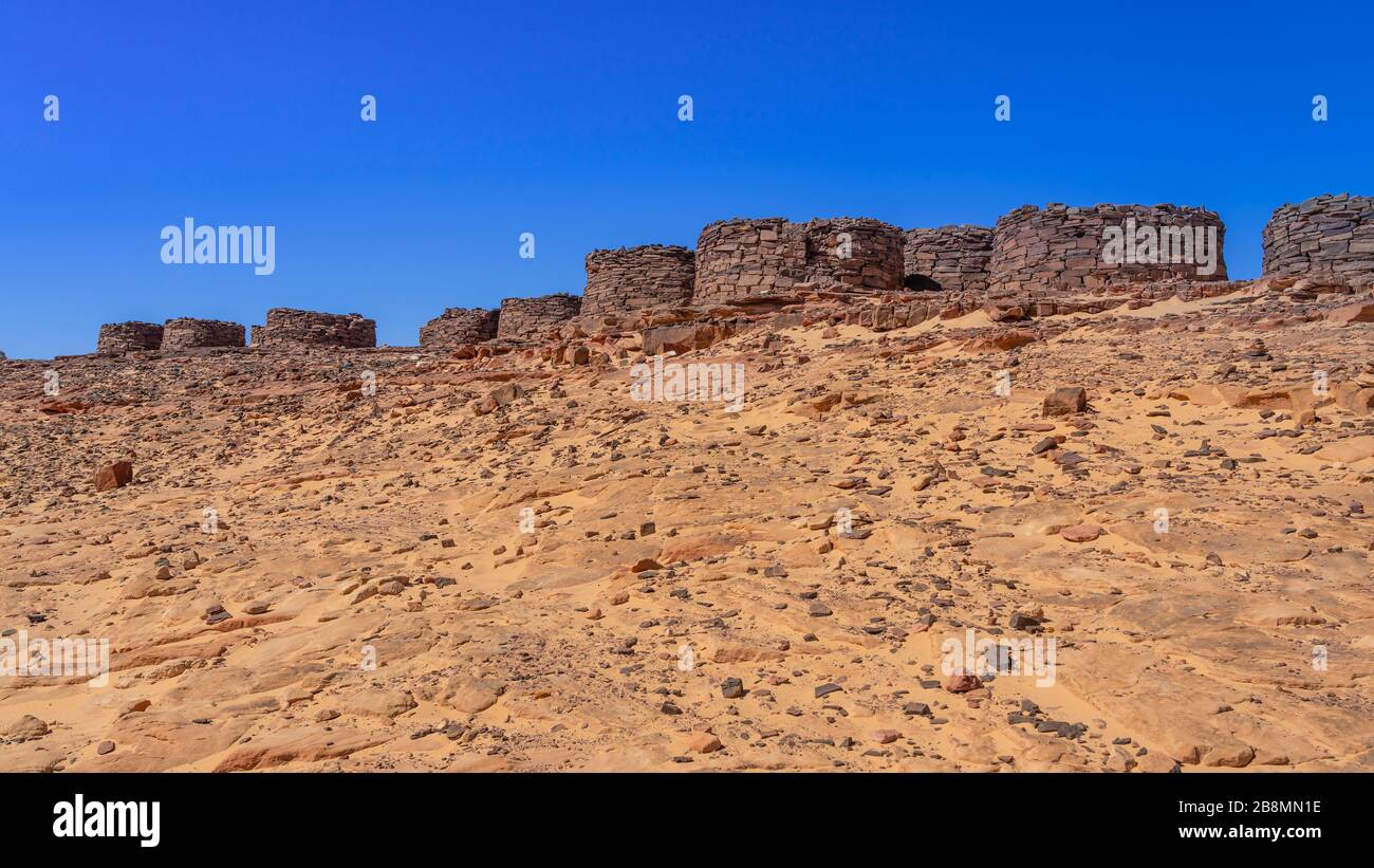 The Nawamis Burial Huts in the sandstone desert of Sinai, Egypt Stock ...