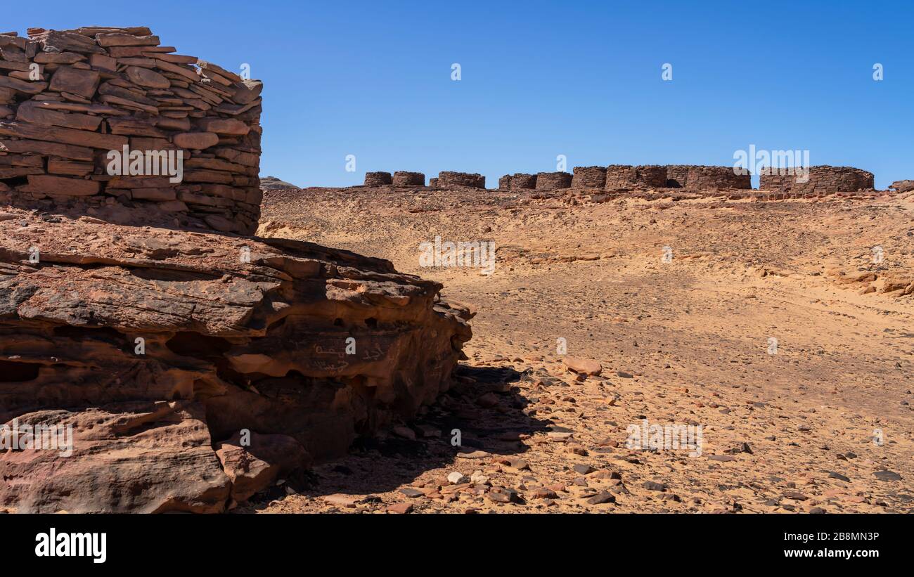 The Nawamis Burial Huts in the sandstone desert of Sinai, Egypt Stock ...