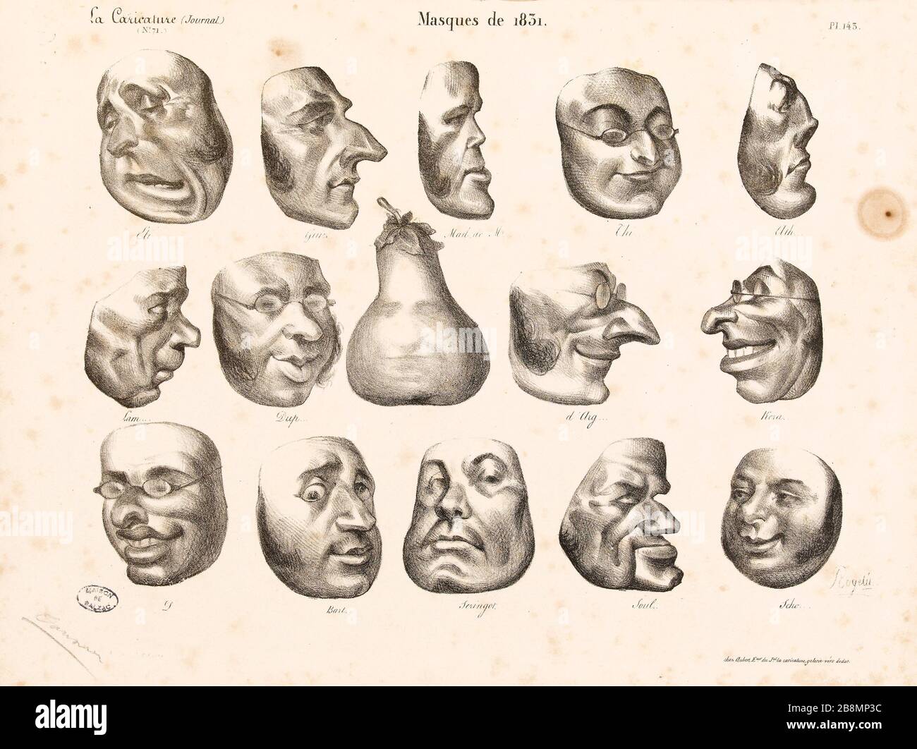 Masks 1831 Honoré Daumier (1808-1879). Caricature de presse. "Masques ...