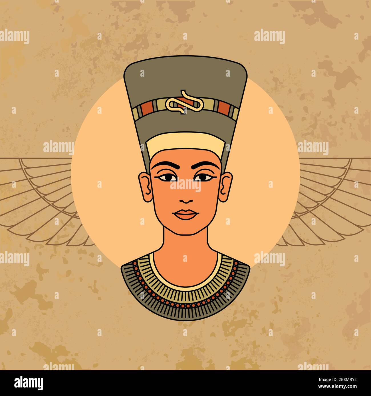 A colorful vector image of the queen of Egypt Nefertiti profile ...