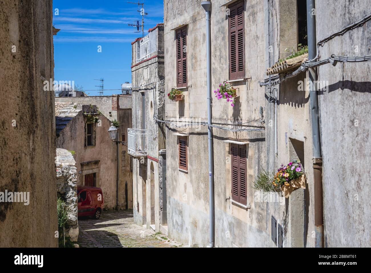 Houses in Erice historic town on a Mount Erice in the province of ...