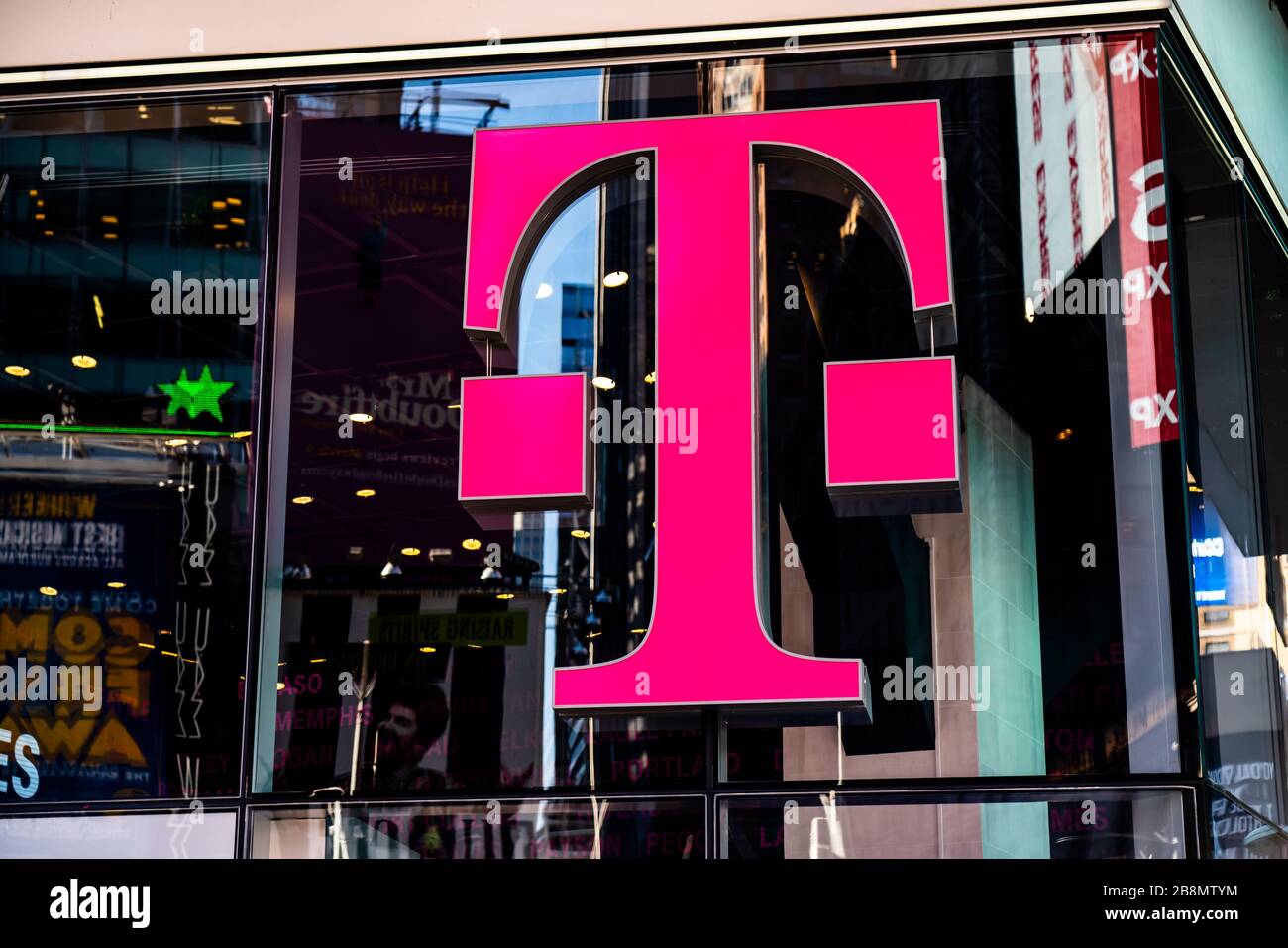 German telecommunications company, T-Mobile logo seen in Midtown ...