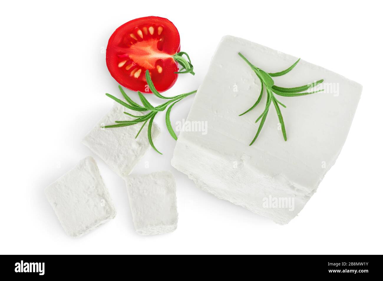 Feta cheese isolated on white background. With clipping path and full ...