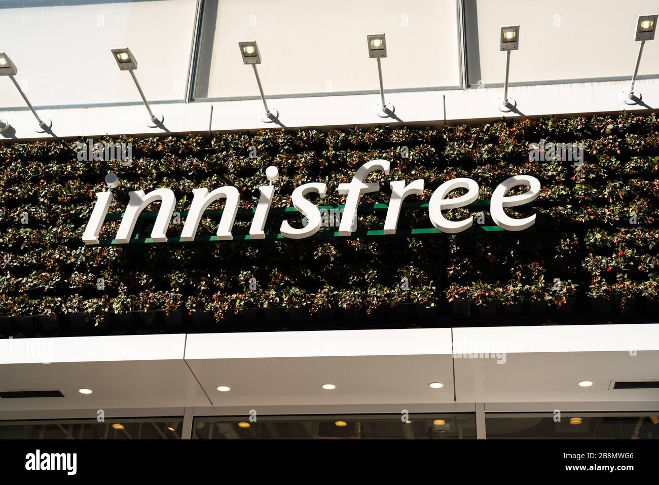South Korean cosmetics brand Innisfree logo seen in New York City Stock ...