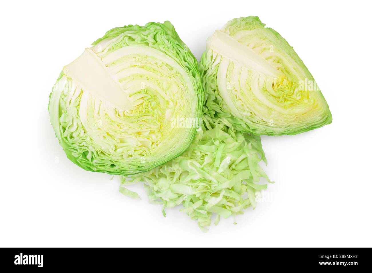 Green cabbage half isolated on white background with clipping path and ...