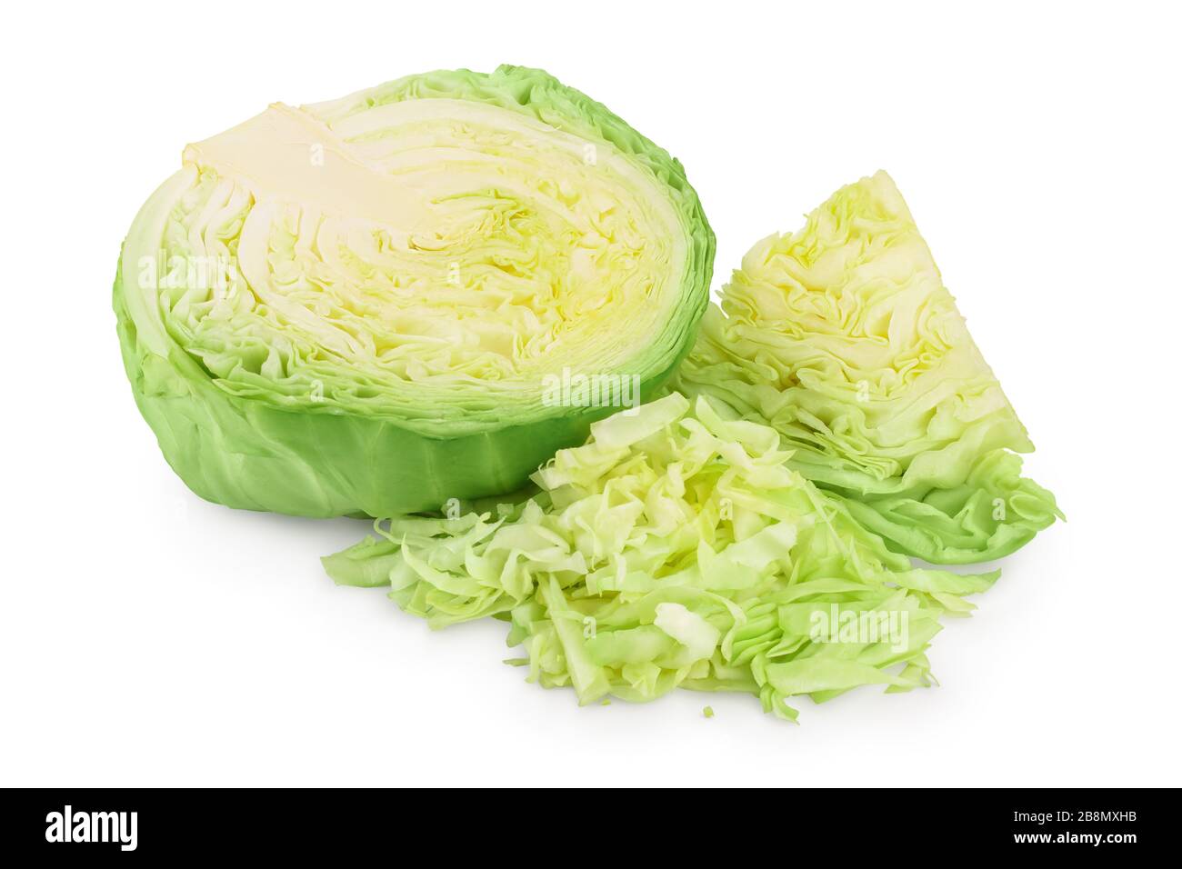 Green cabbage isolated on white background with clipping path and full ...