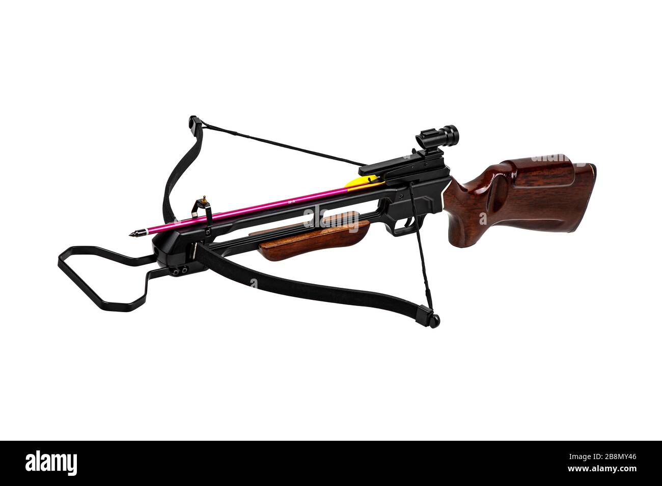 Crossbow isolate on white background. Modern crossbow with wooden butt ...
