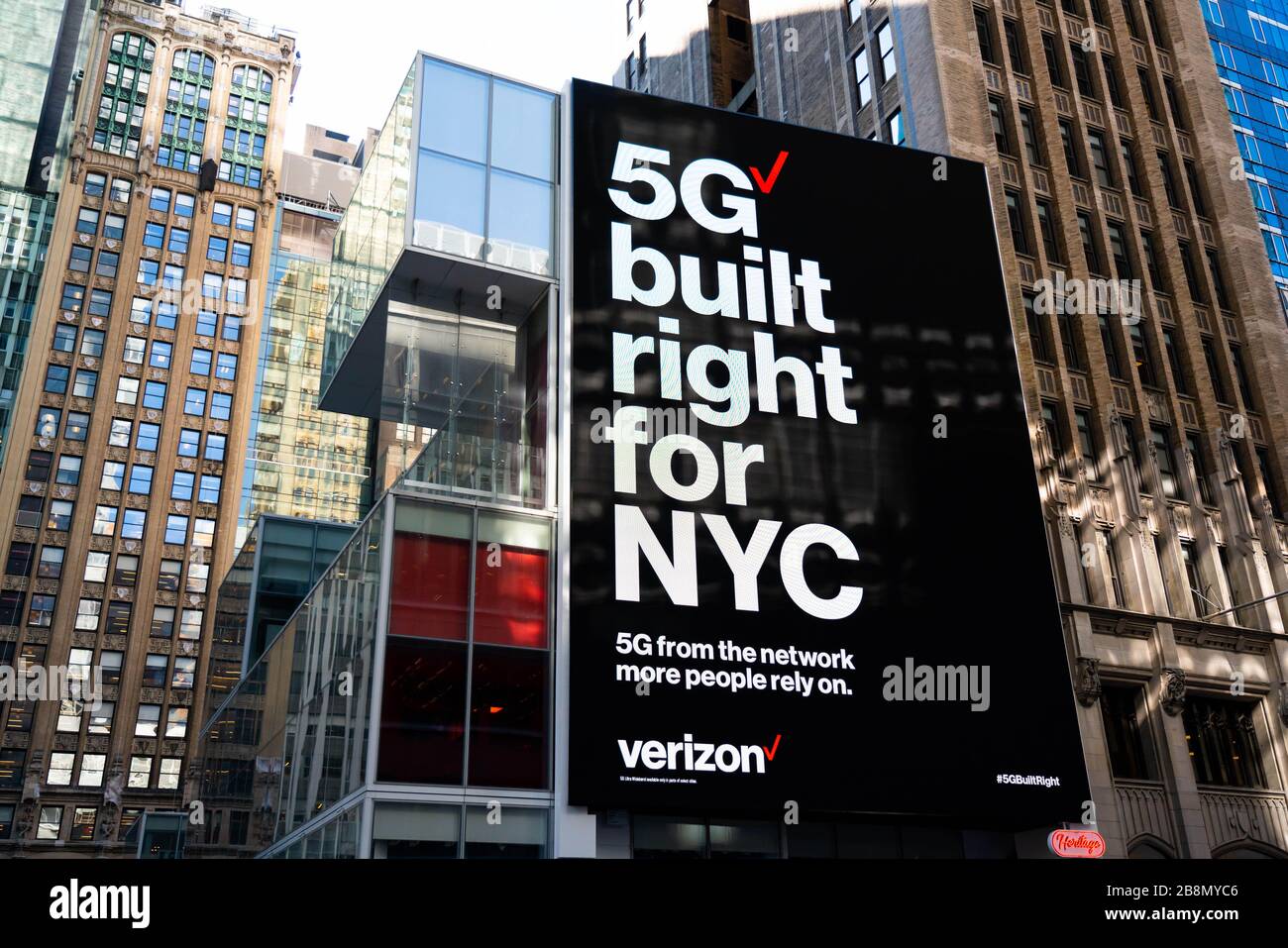 New York City, USA. 20th Feb, 2020. Verizon ''5G built right for NYC ...